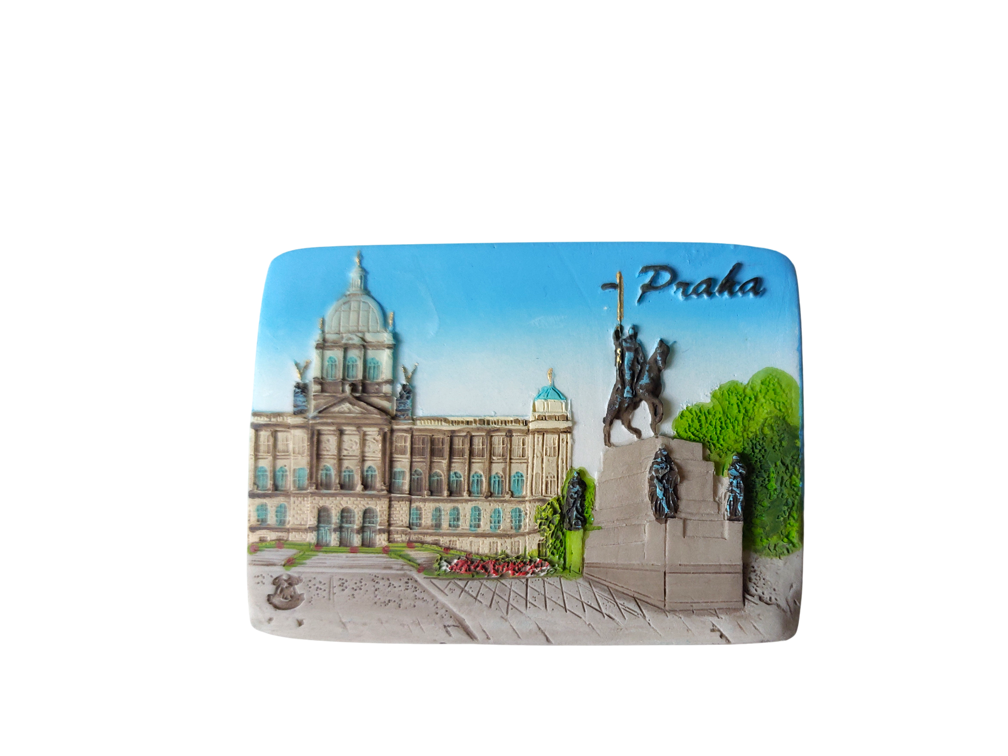 Ceramic Magnet - Prague - National Museum with Statue of St. Wenceslas ...