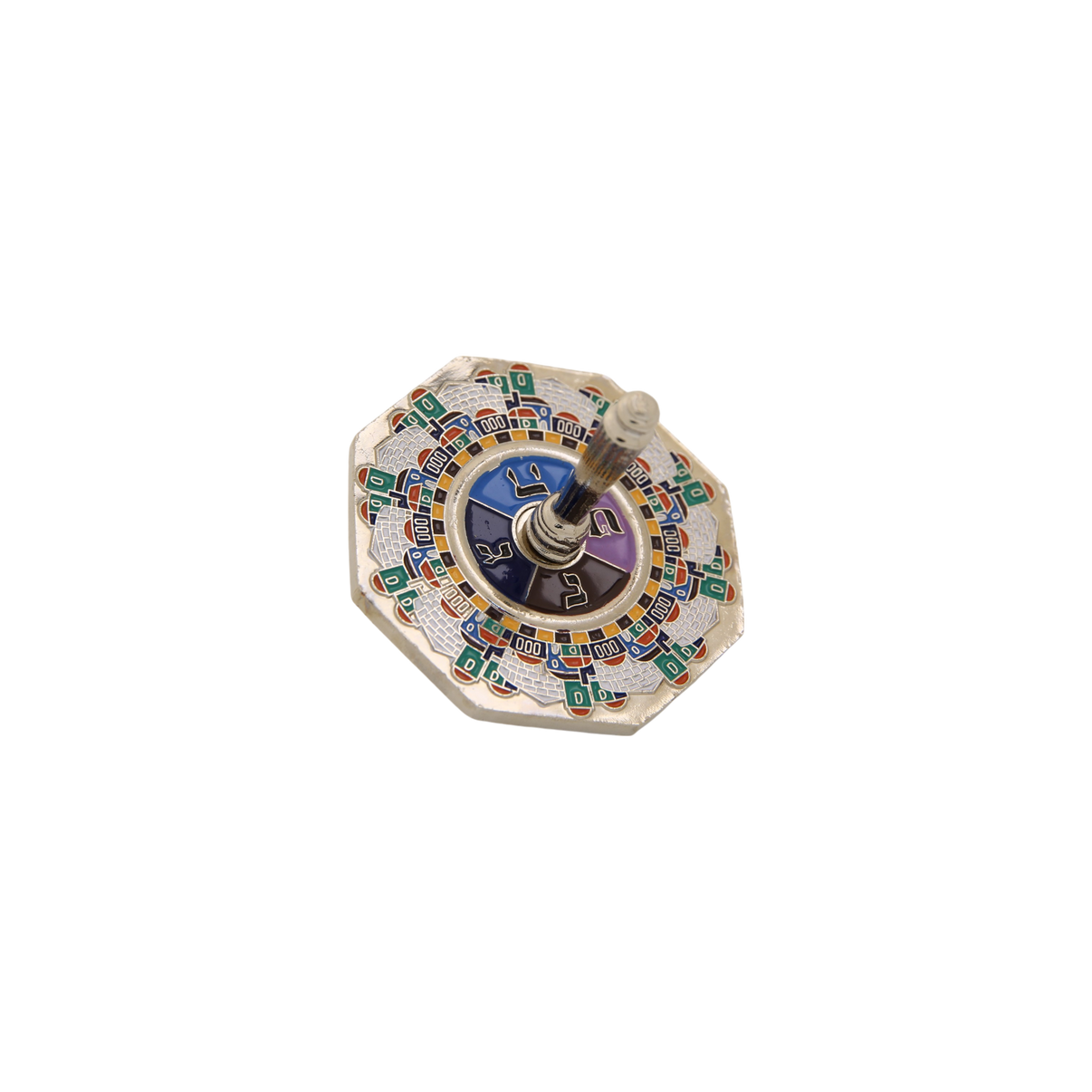 Metal Dreidel with motif of Jerusalem – Prague Judaica