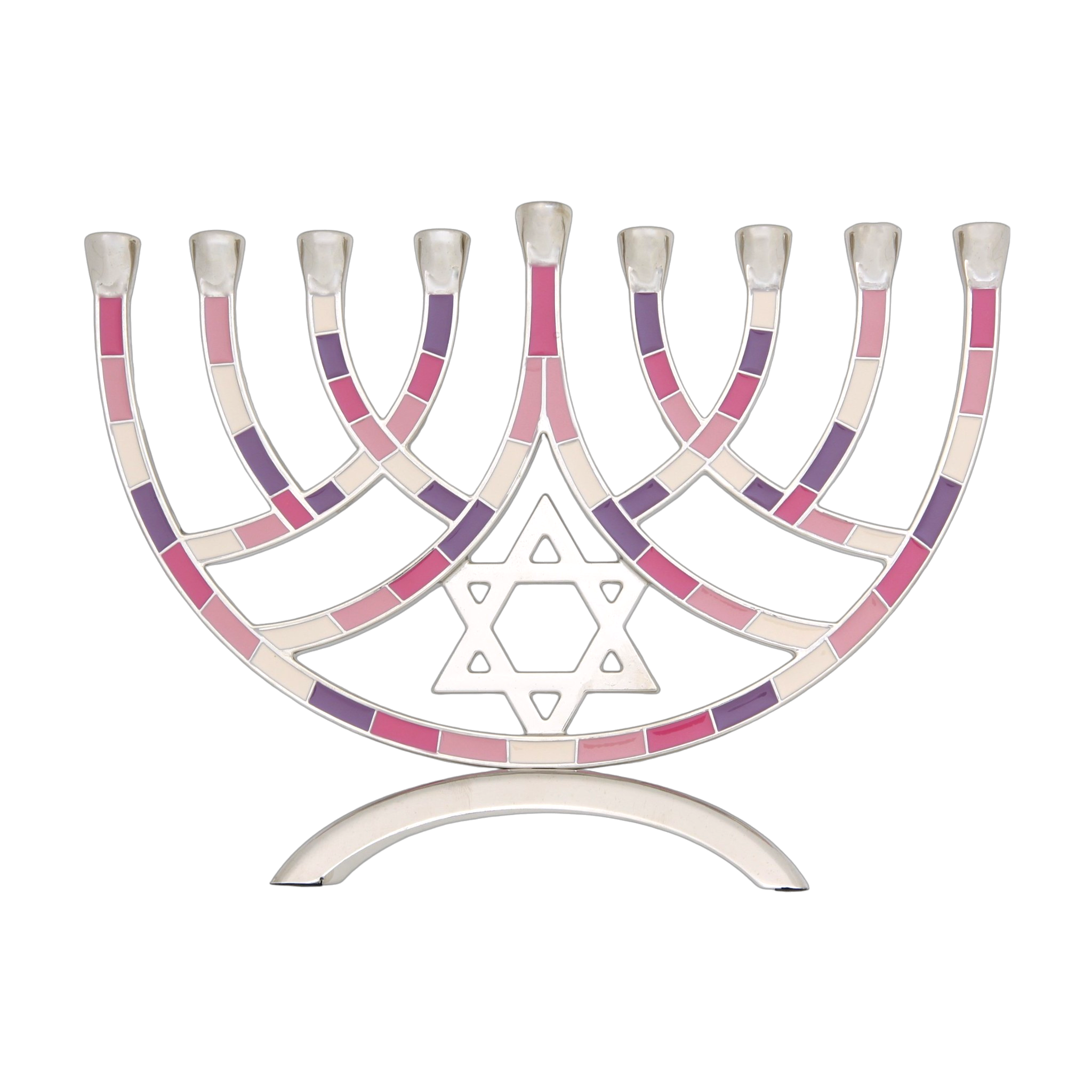 Chanukiah Menorah Star of David - Pink-Purple 1 – Prague Judaica
